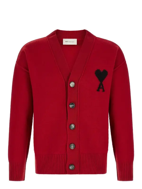 AMI Paris De Coeur Cardigan - Red