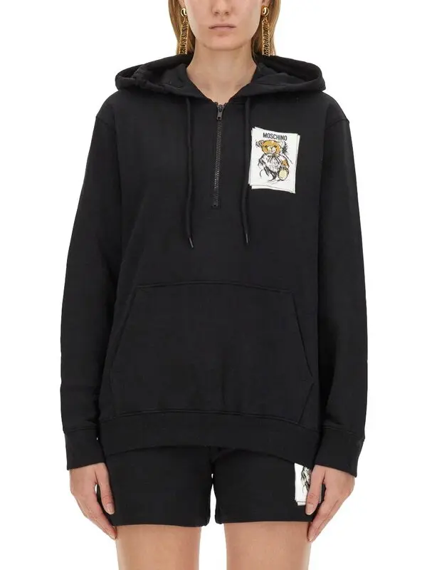 Moschino Print Hoodie - Black