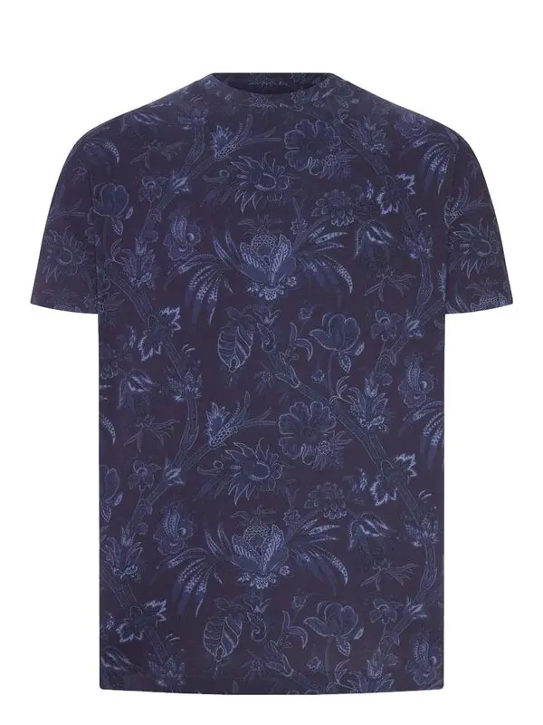 Etro Cotton Jersey T-shirt With Floral Paisley Pattern - Blue
