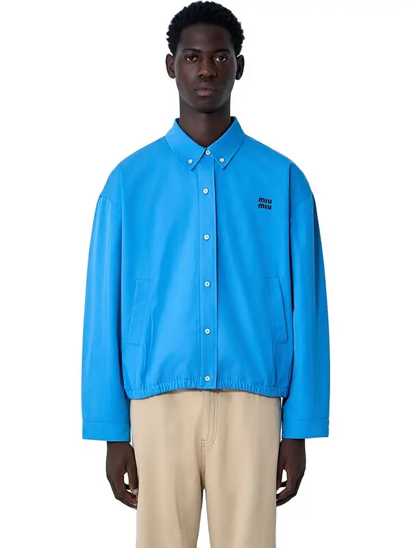 Miu Miu Logo Motif Blouson Jacket - Blue