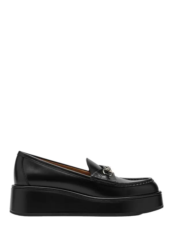 Gucci Loafer With Platform And Horsebitt - Black