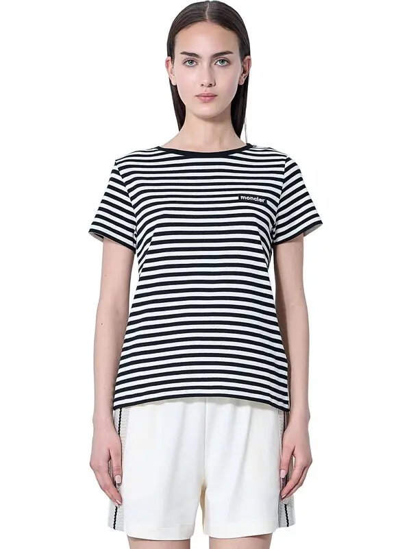 Moncler Striped Logo Motif T-shirt - Black