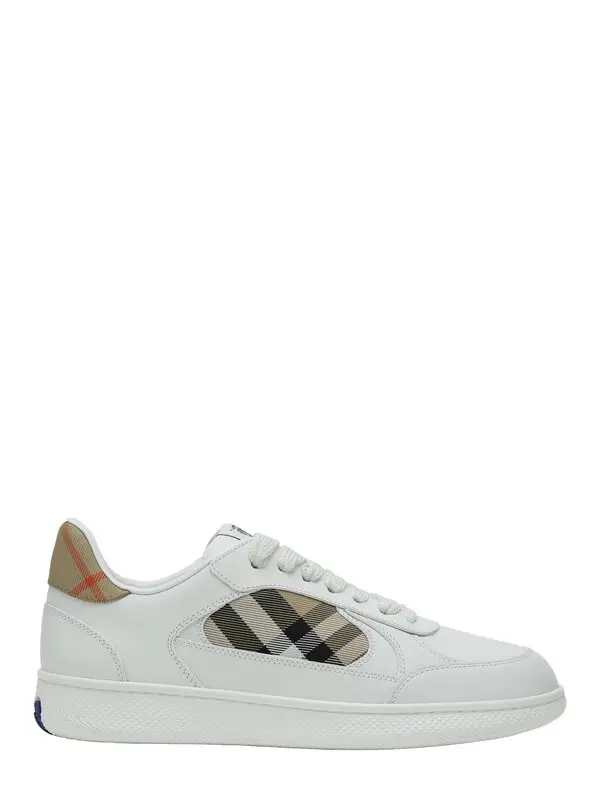 Burberry Leather Check Low Top Sneakers - White