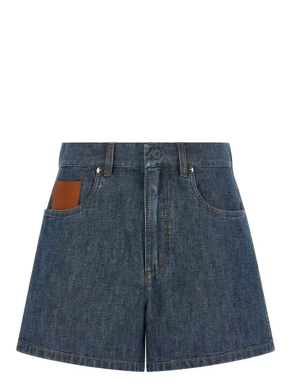 Fendi Chambray Denim Shorts - Blue