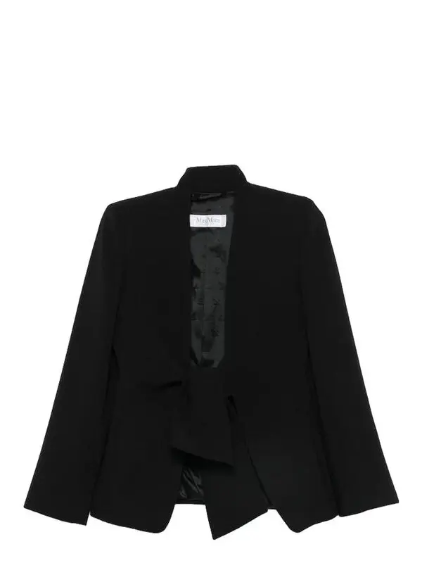 Max Mara Tie Detailed Fitted Blazer Jacket - Black