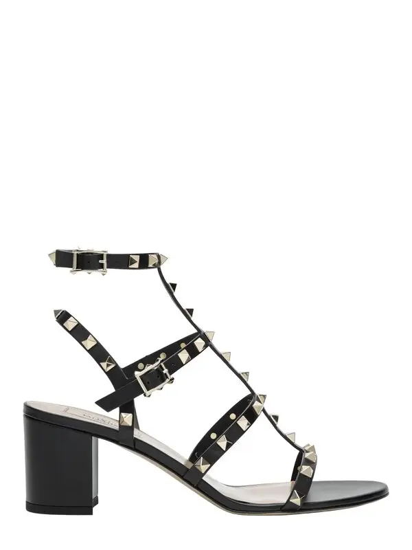 Valentino Garavani Rockstud Calfskin Leather Sandals - Black