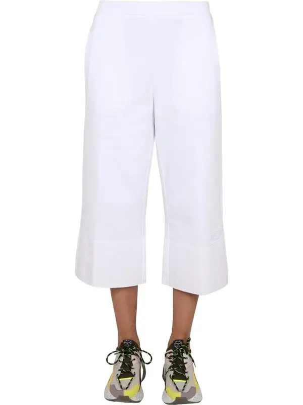 Stella McCartney Pantalone Con Ricamo Logo - White