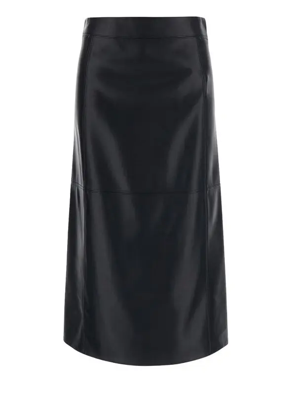 Max Mara Leather Midi Skirt - Black
