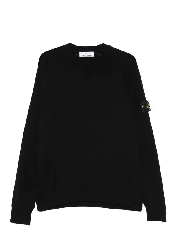 Stone Island Crewneck Wool Blend Sweater - Black