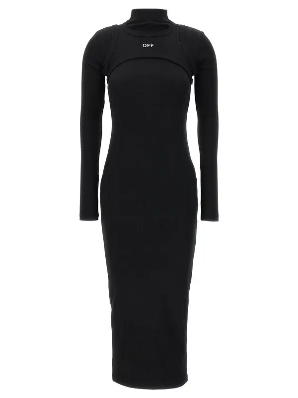 Off-White Off Stamp Rib Long Dress - Black