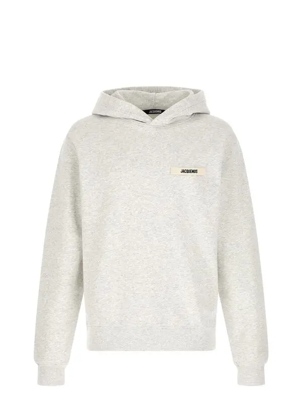 Jacquemus Gros-grain Logo Cotton Hoodie - Gray