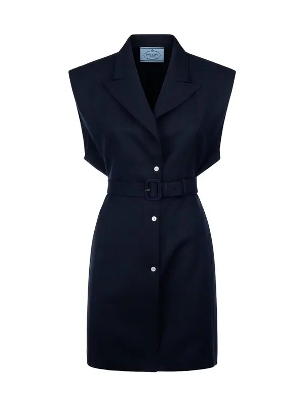 Prada Belted Sleeveless Blazer Dress - Multicolor