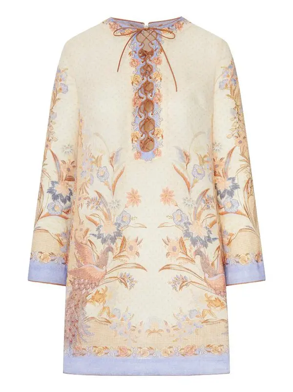 Zimmermann Indra Linen Mini Tunic Dress - Multicolor