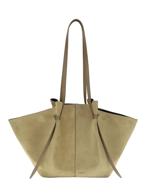 Yuzefi Suede Leather Shoulder Bag - Cream