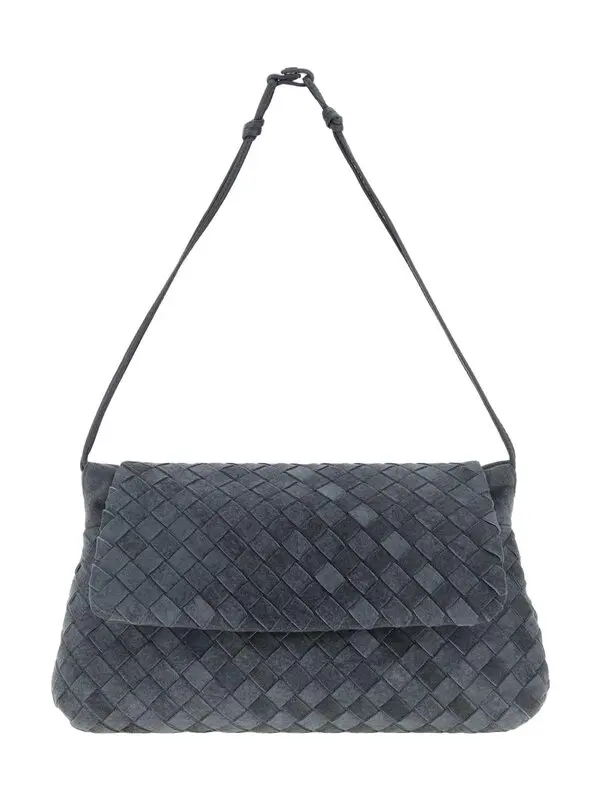 Bottega Veneta Giorno Bag In Woven Suede - Gray