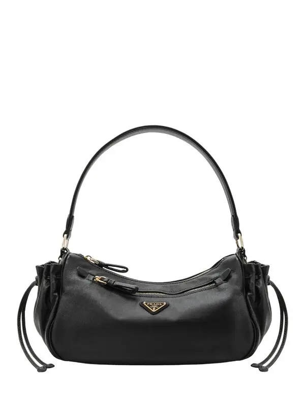 Prada Small Leather Shoulder Bag - Black