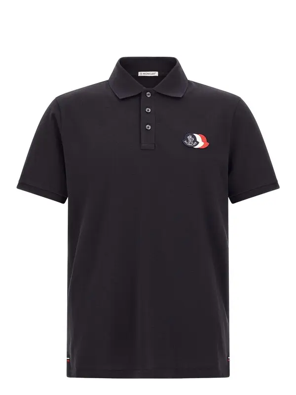 Moncler Triple Logo Polo Shirt - Blue