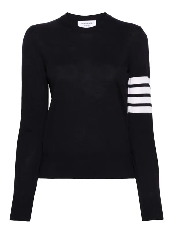 Thom Browne Wool 4-bar Relaxed Pullover - Blue