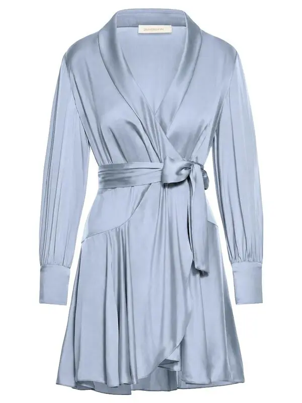 Zimmermann Silk Wrap Mini Dress - Blue