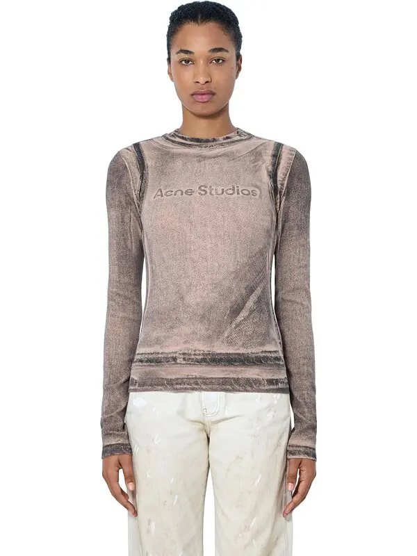 Acne Studios Long Sleeve Logo Top - Cream