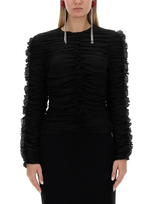 Magda Butrym Ruched Long Sleeve Top - Black
