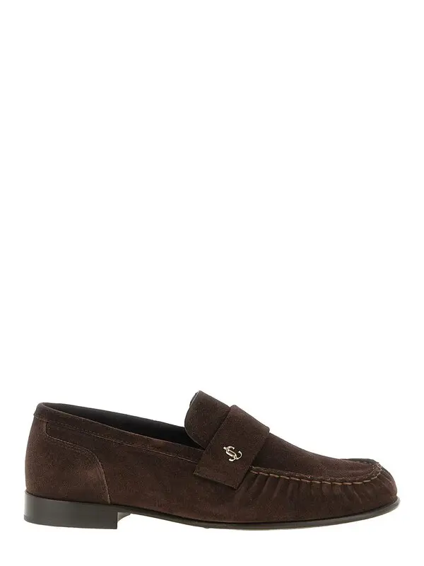 JIMMY CHOO Suede Ellis Loafers - Brown