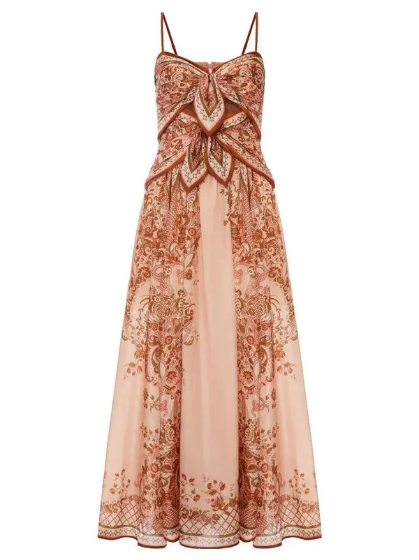 Zimmermann Aster Silk Midi Dress - Pink