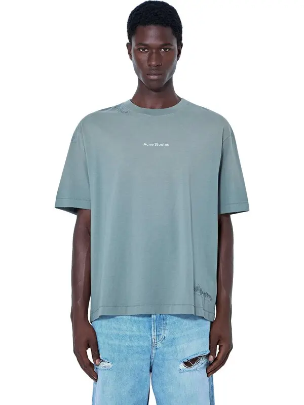 Acne Studios Logo Motif Cotton T-shirt - Gray