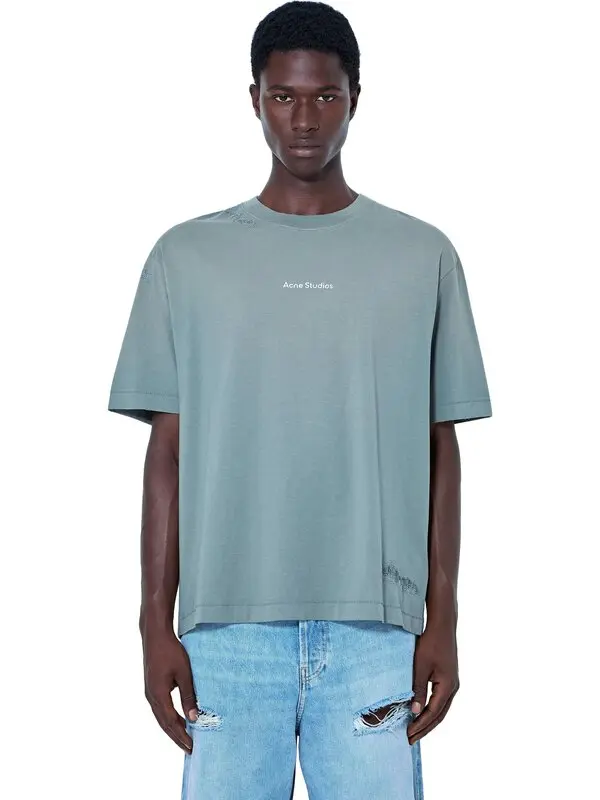 Acne Studios Logo Motif Cotton T-shirt - Gray