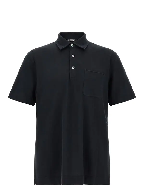 Zegna Polo Shirt With Pocket - Blue