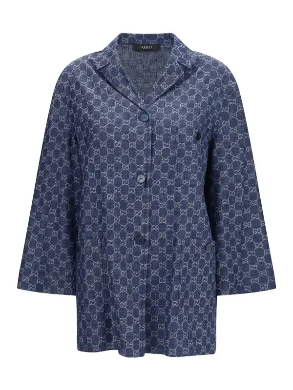 Gucci Gg Jacquard Cotton Jacket - Blue