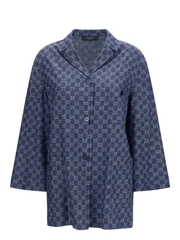 Gucci Gg Jacquard Cotton Jacket - Blue