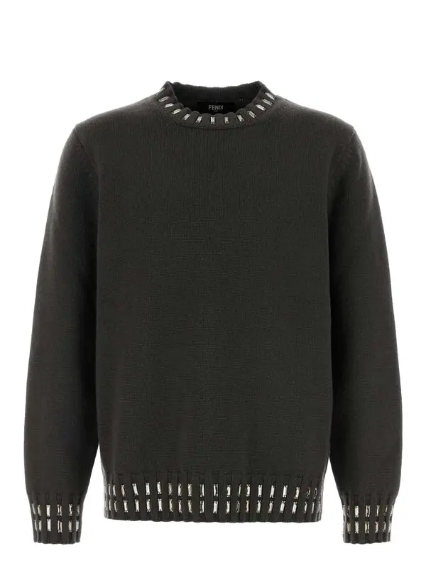 Fendi Charcoal Wool Blend Sweater - Gray