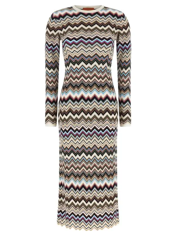 Missoni Zigzag Chevron Knit Midi Dress - Multicolor