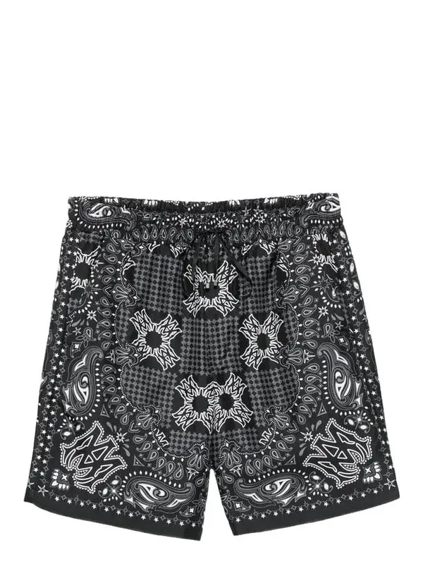 Amiri Silk Bandana Checkered Bermuda Shorts - Black