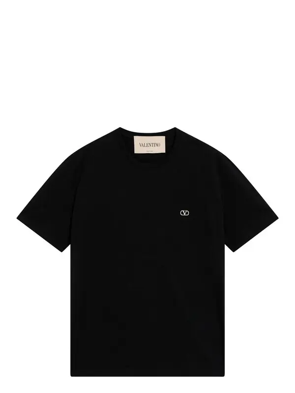 Valentino Garavani Cotton T-shirt With Vlogo Embroidery - Black