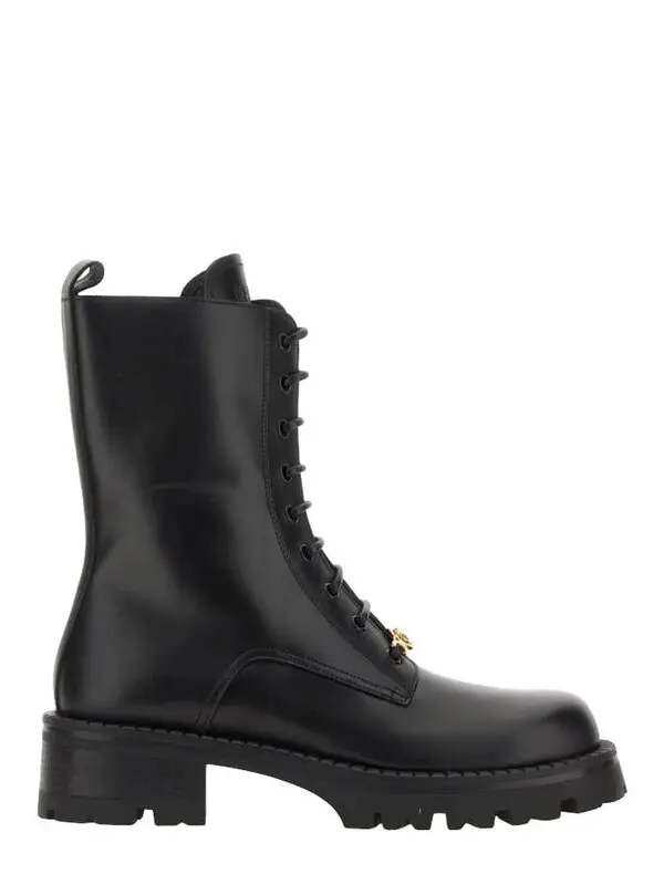 Versace Leather Lace-up Boots - Black