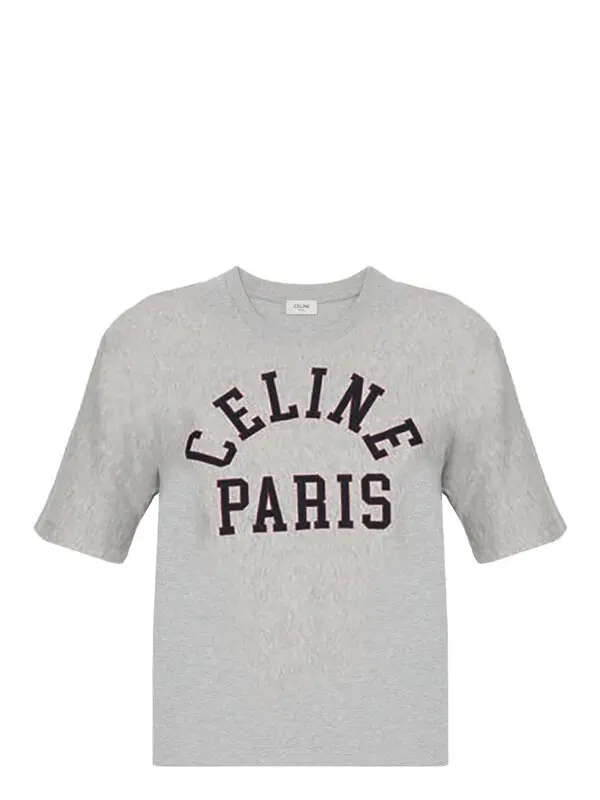 Celine Logo Cotton T-shirt - Multicolor