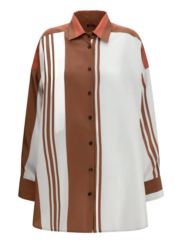 Kiton Long Striped Silk Shirt - Multicolor