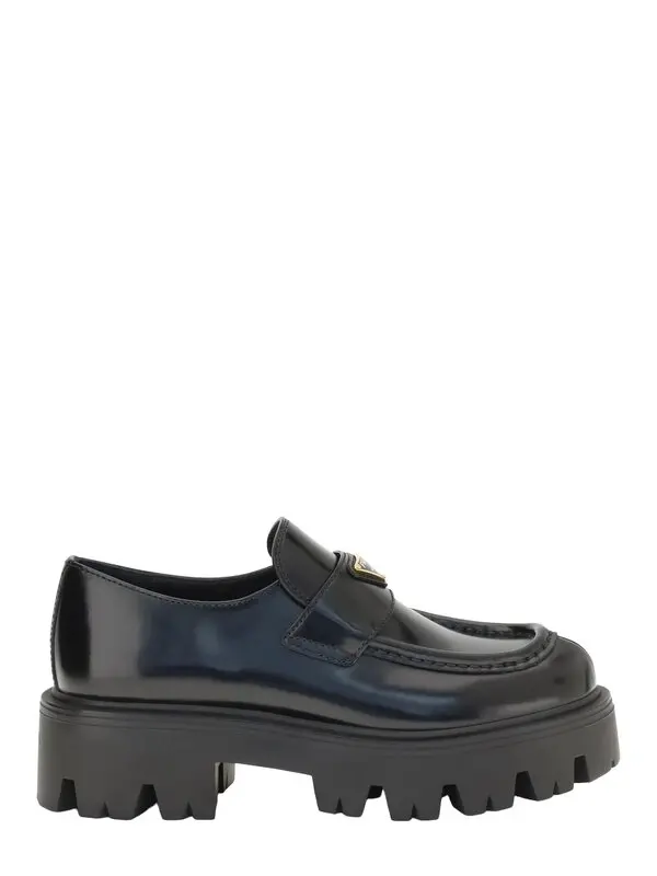 Prada Brushed Leather Loafers - Black