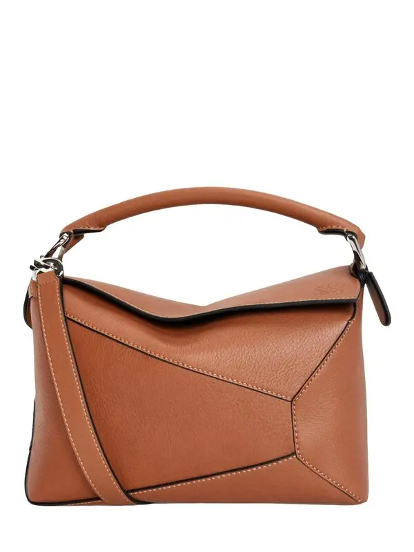 Loewe Puzzle Edge Leather Handbag With Engraved Anagram Logo - Tan