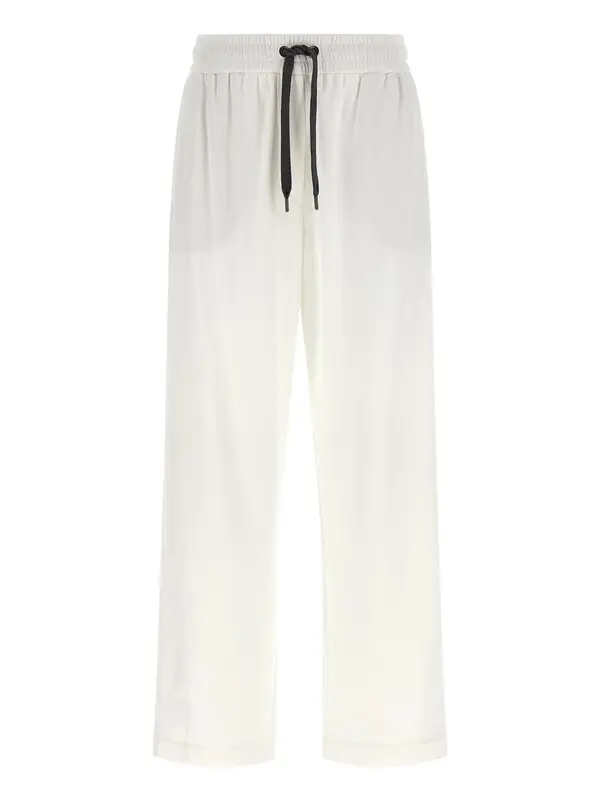 Brunello Cucinelli Wide Leg Track Trousers - White