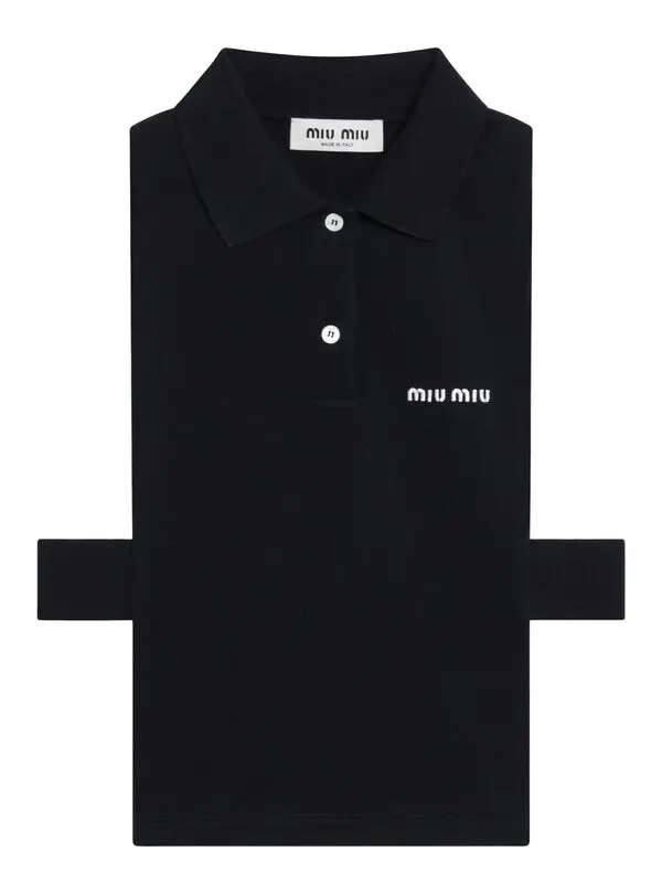 Miu Miu Pique Top With Logo - Blue