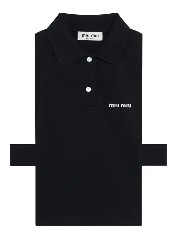 Miu Miu Pique Top With Logo - Blue
