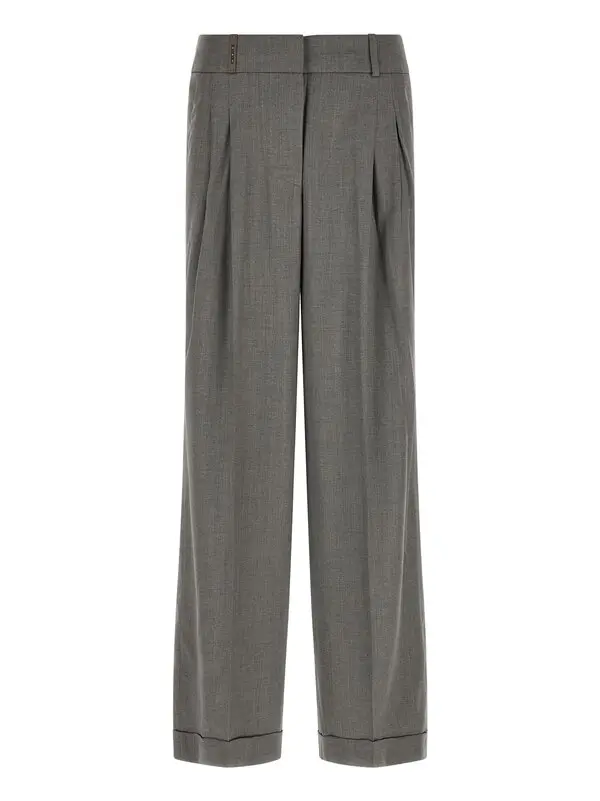 Peserico Wide Leg Tailored Trousers - Gray
