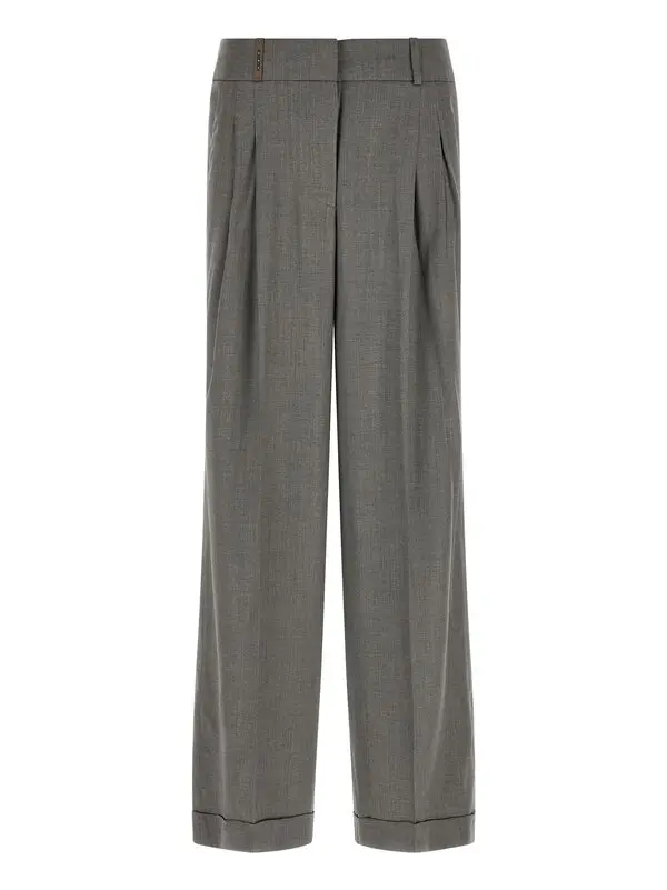 Peserico Wide Leg Tailored Trousers - Gray