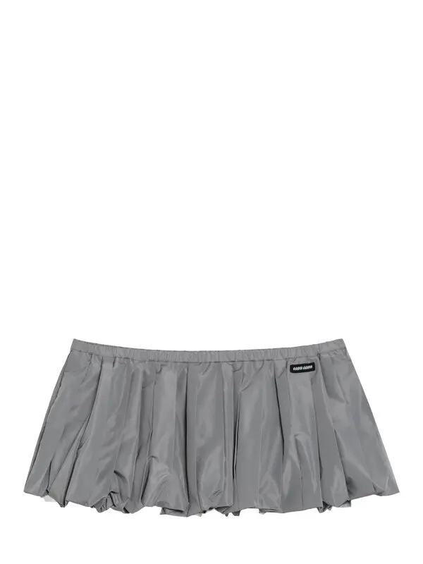 Miu Miu Pleated Balloon Tec Canvas Miniskirt In Lead Grey - Gray