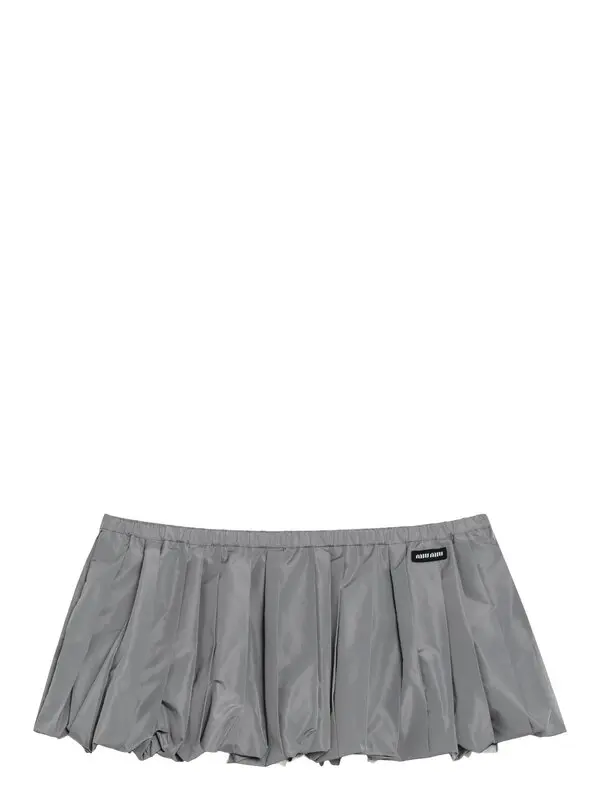 Miu Miu Pleated Balloon Tec Canvas Miniskirt In Lead Grey - Gray
