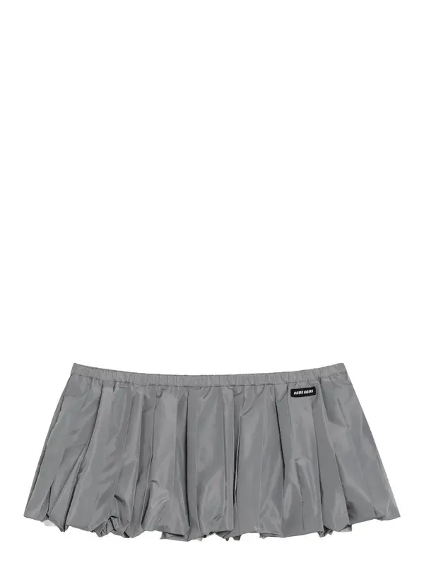 Miu Miu Pleated Balloon Technical Canvas Miniskirt - Gray