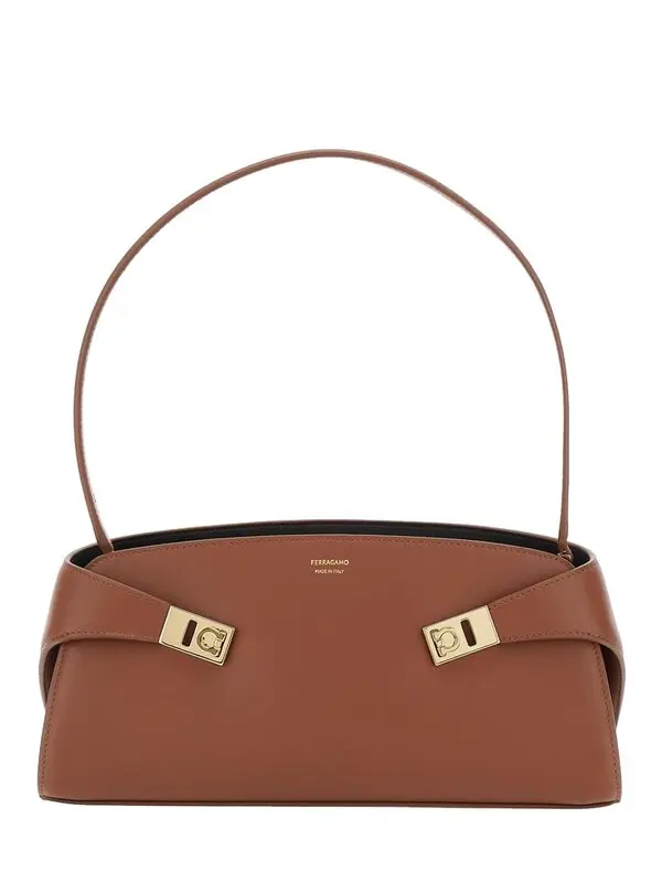 FERRAGAMO Hug East West Leather Shoulder Bag - Brown